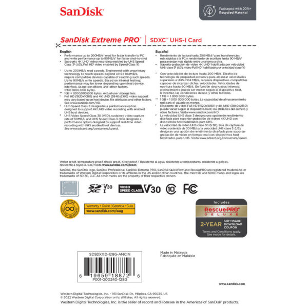 SanDisk 128Gb Extreme PRO UHS-I SDXC - IntelDeals